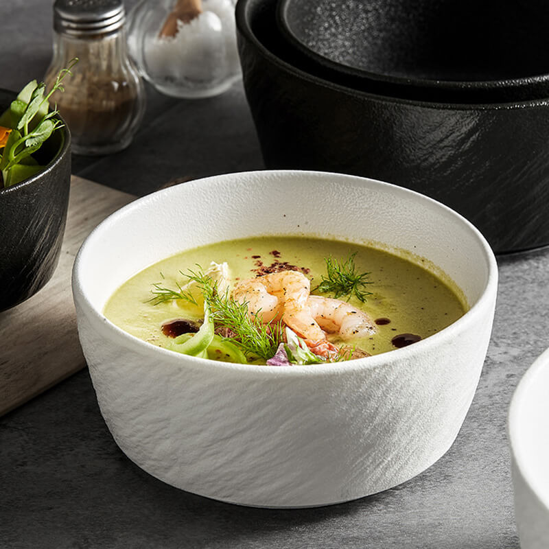 Lighteme Frosted Stone Texture Straight Edge Ceramic Bowl – LIGHTEME